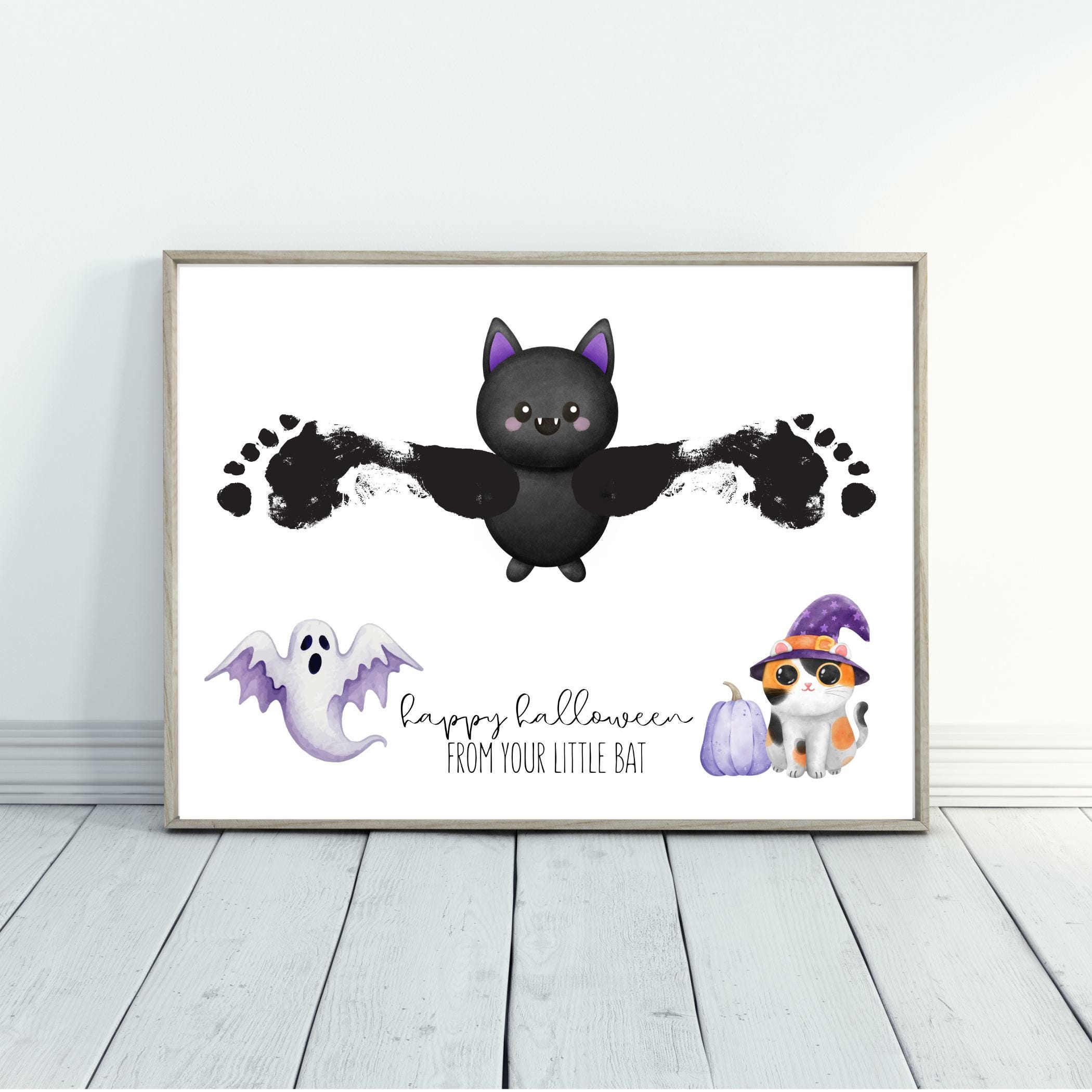 Bat Handprint Craft, Happy Halloween Handprint Craft, October Toddler ...