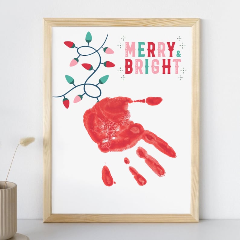 Merry and Bright Handprint Craft, Christmas Lights Handprint Art Winter ...