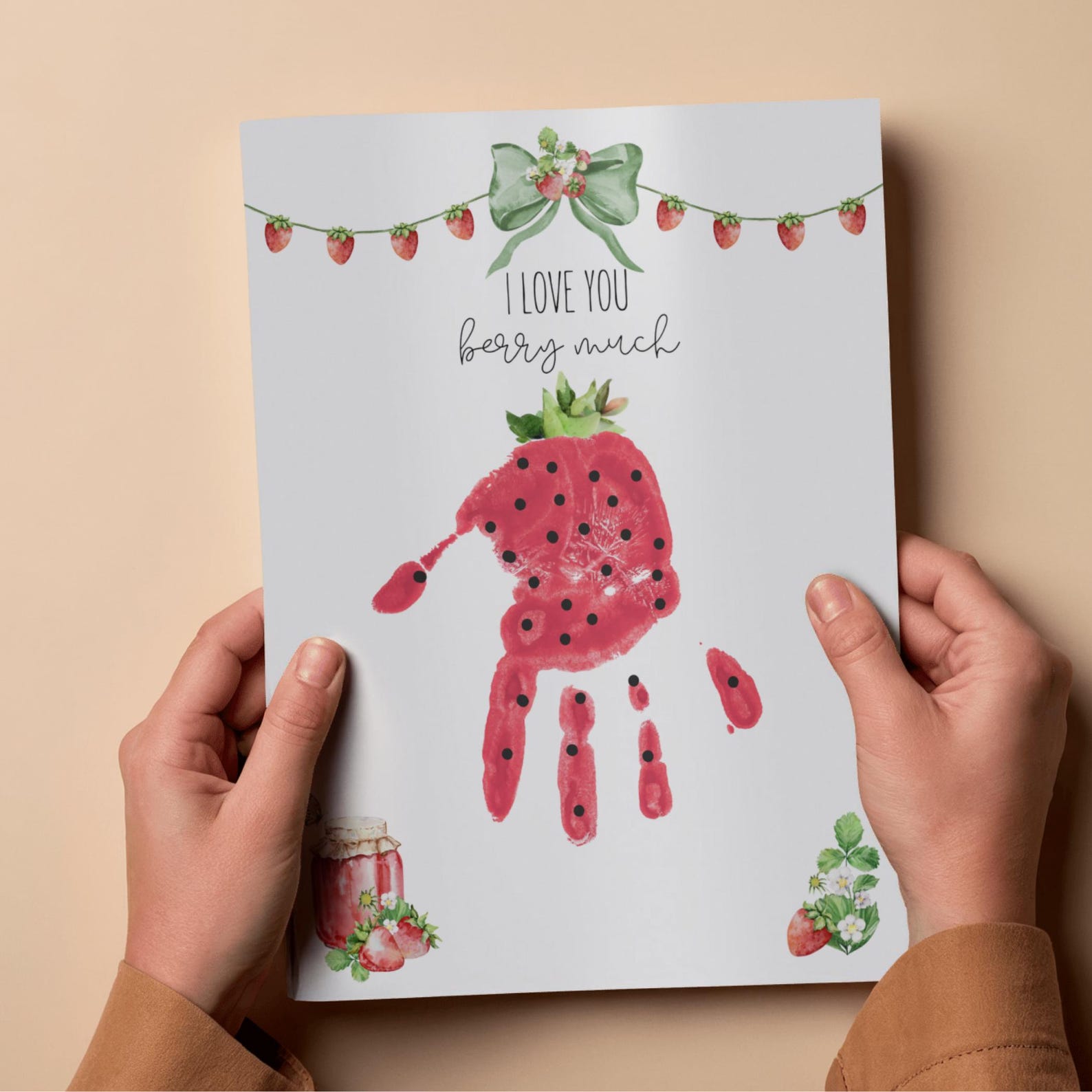 I Love You Berry Much Footprint Craft DIY, Strawberry Valentine's Day ...