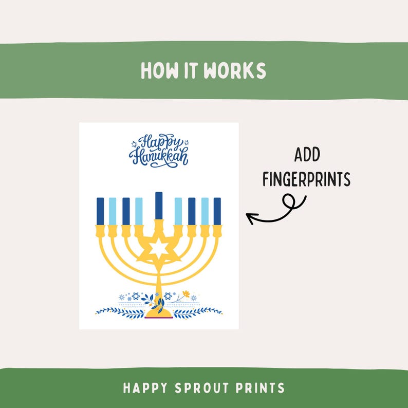Happy Hanukkah Fingerprint Craft, Menorah Sunday School Handprint Craft ...