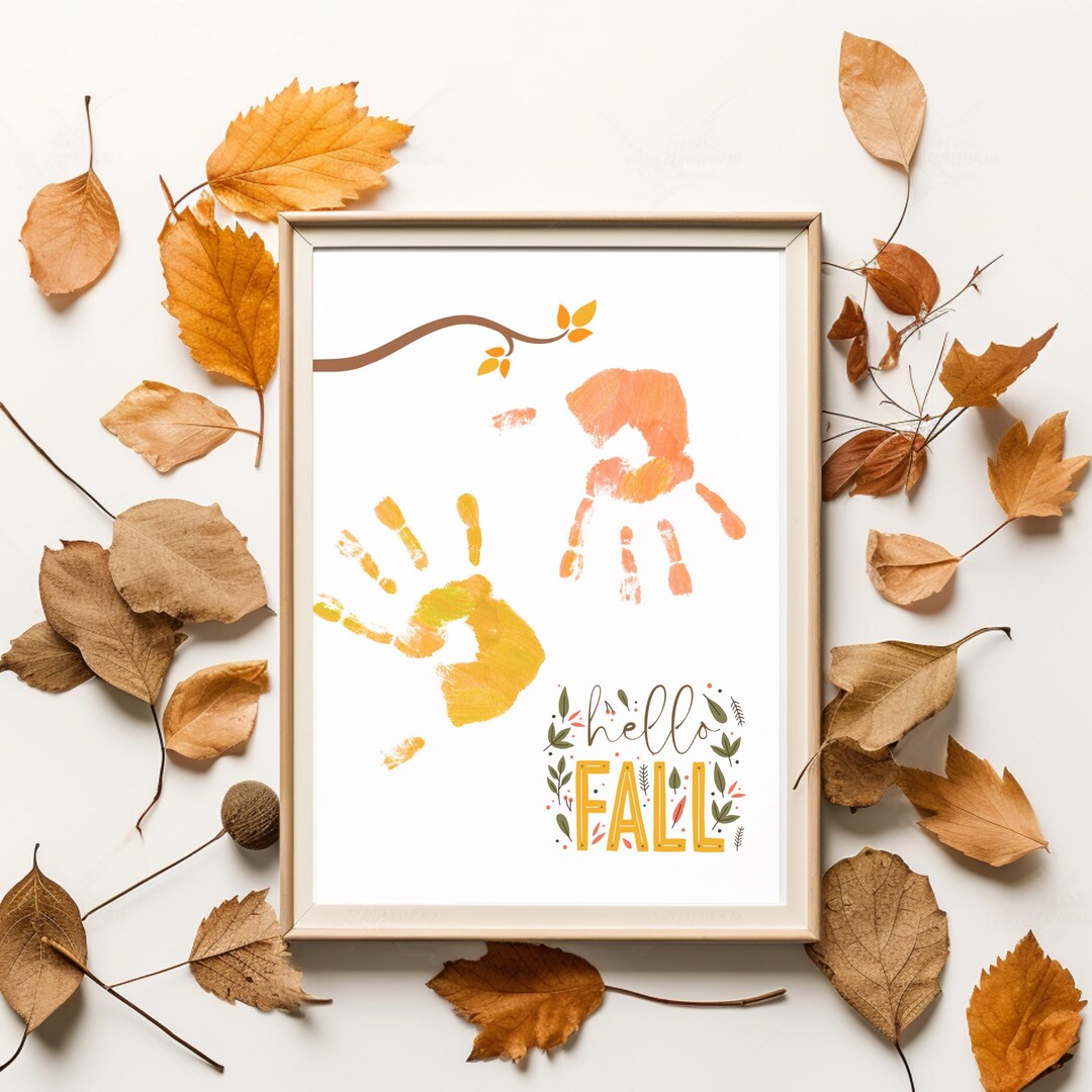 Hello Fall Handprint Art Craft DIY, Falling Leaves Autumn Handprint ...