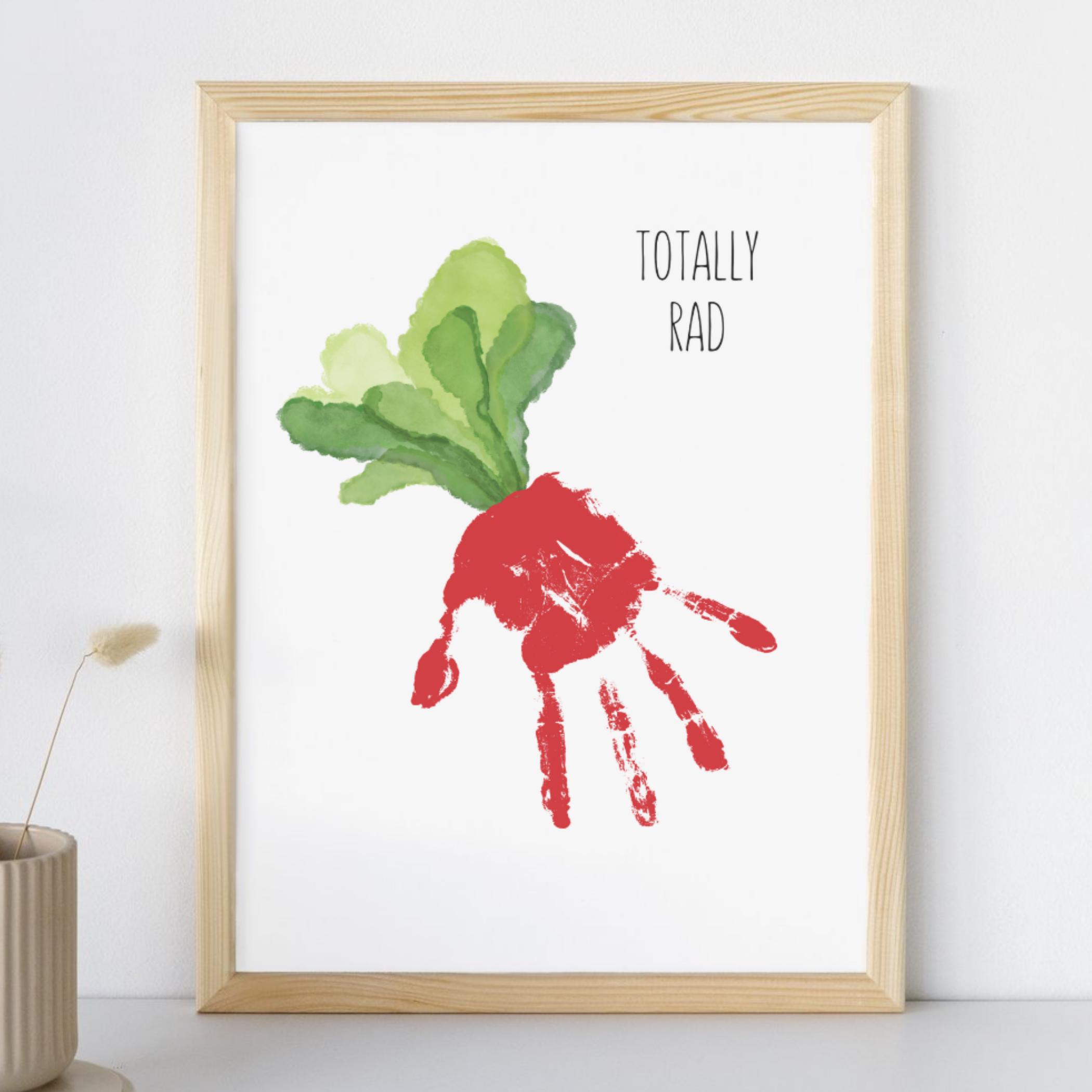 Totally Rad Handprint Art Craft DIY, Radish Handprint Craft, Pun ...