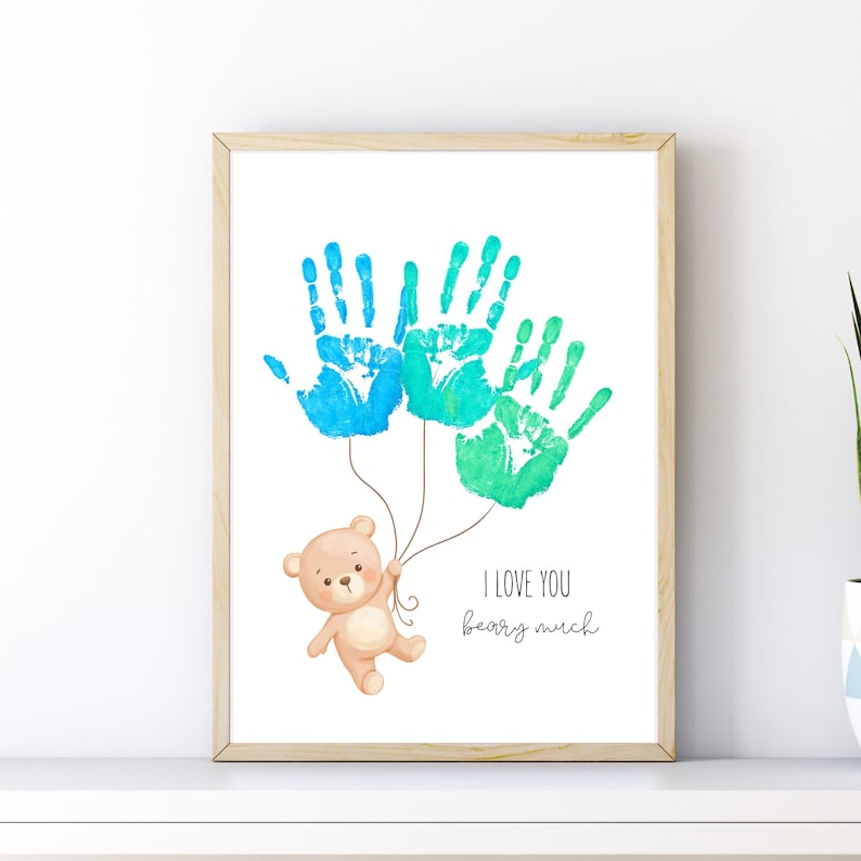 I Love You Beary Much Handprint Craft DIY, Toddler Handprint Art Bear ...