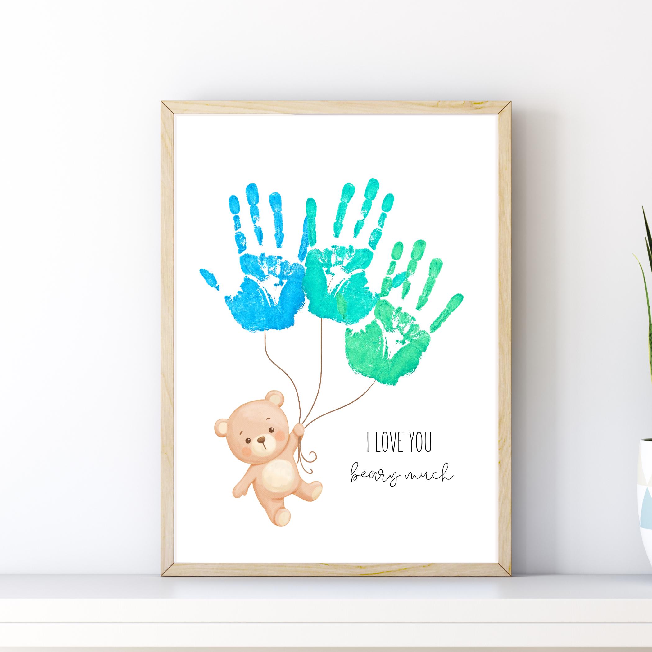 I Love You Beary Much Handprint Craft DIY, Toddler Handprint Art Bear ...