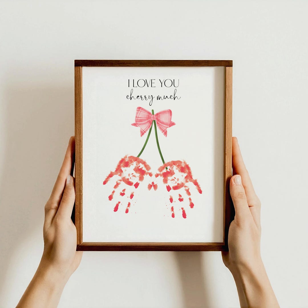 I Love You Cherry Much Footprint Art Craft DIY, Mother's Day Handprint ...