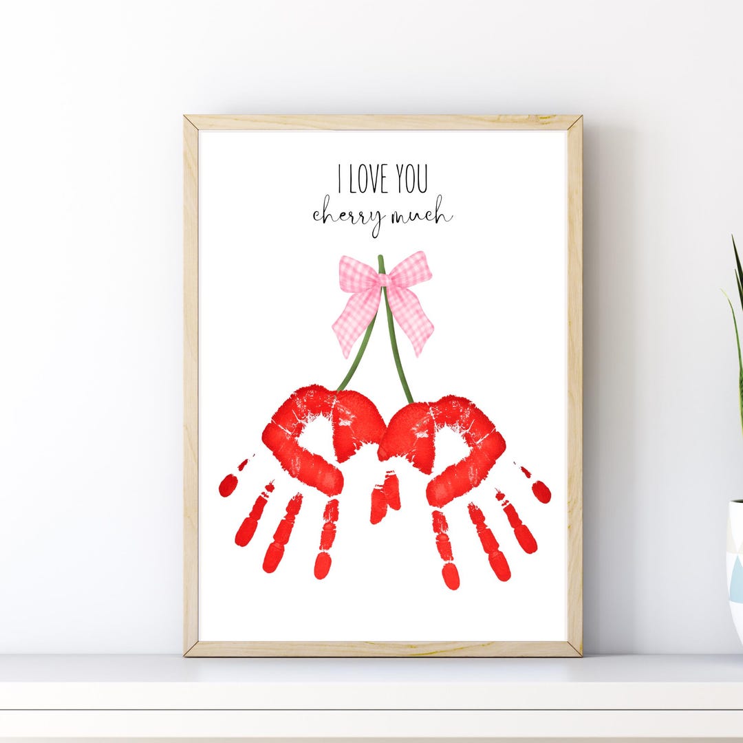 I Love You Cherry Much Handprint Art Craft DIY, Summer Cherry Handprint ...