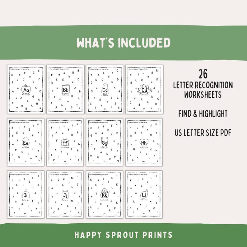 A to Z Letter Recognition Worksheets, Find the Letter of the Alphabet ...