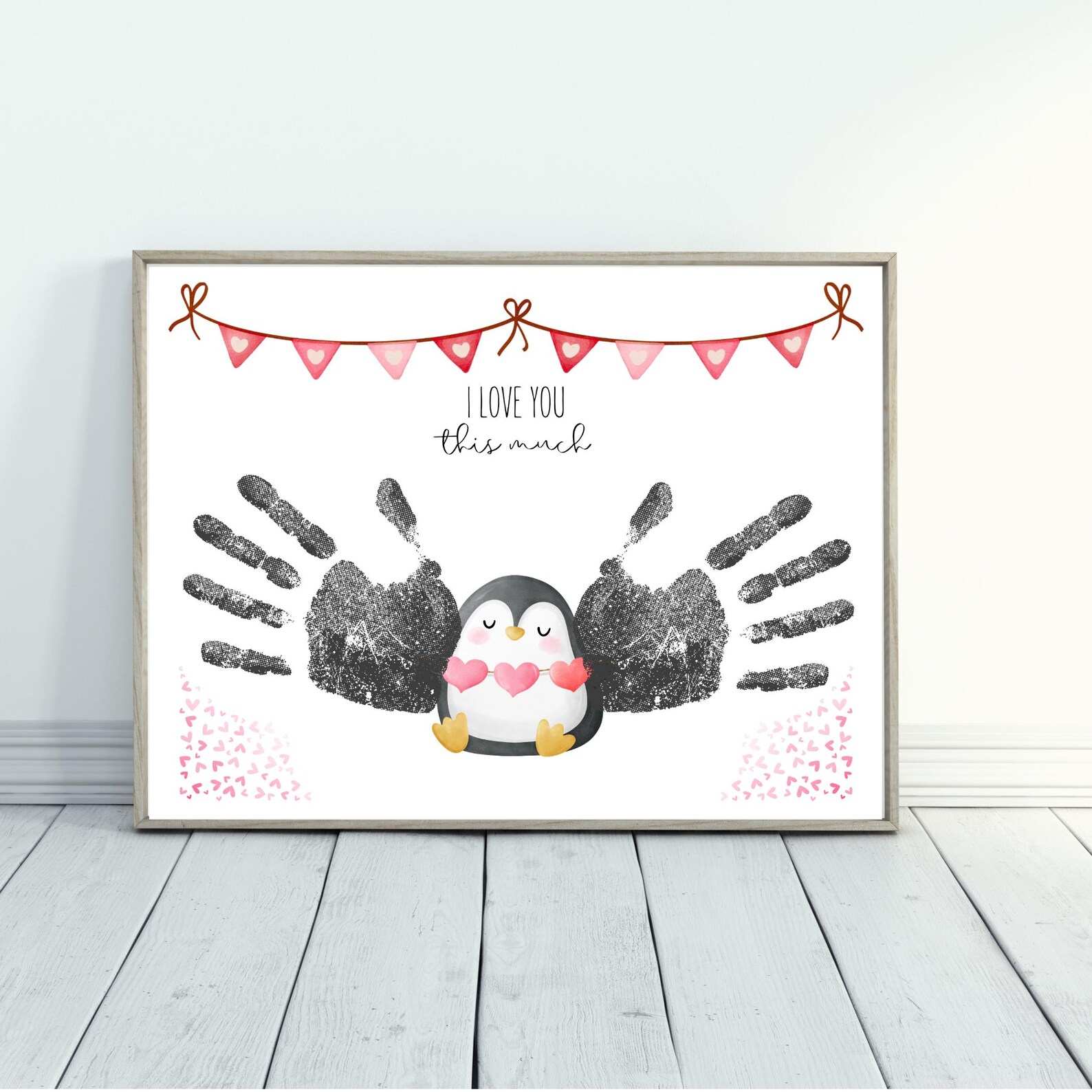 I Love You This Much Handprint Craft, Valentine's Day Penguin Handprint ...