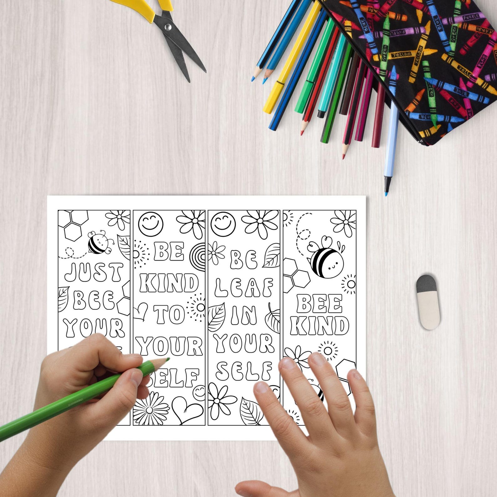 Kindness Coloring Bookmarks, Bee Bookmarks to Color Pdf, Motivational ...