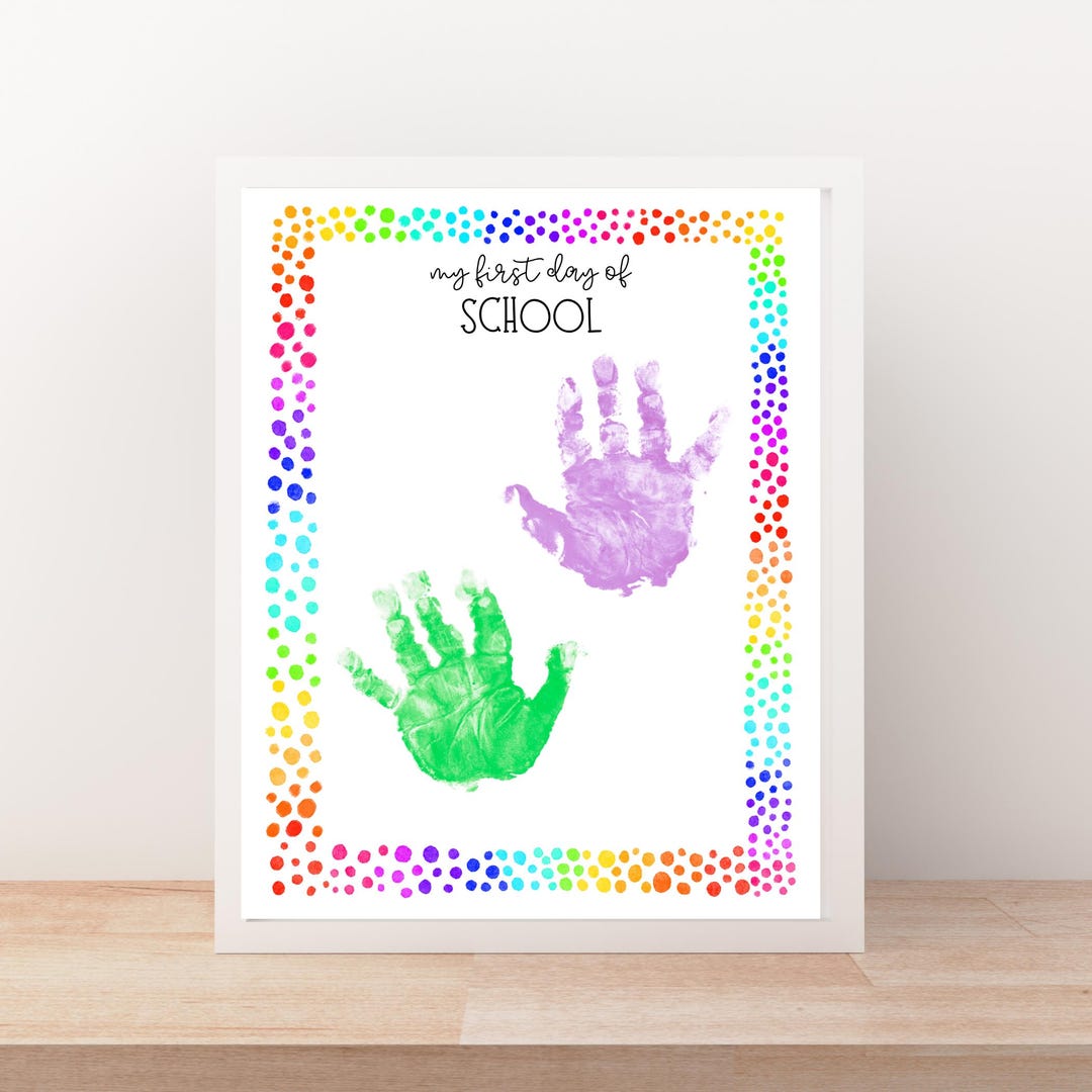 First Day of School Handprint Craft, Colorful Back to School Keepsake ...