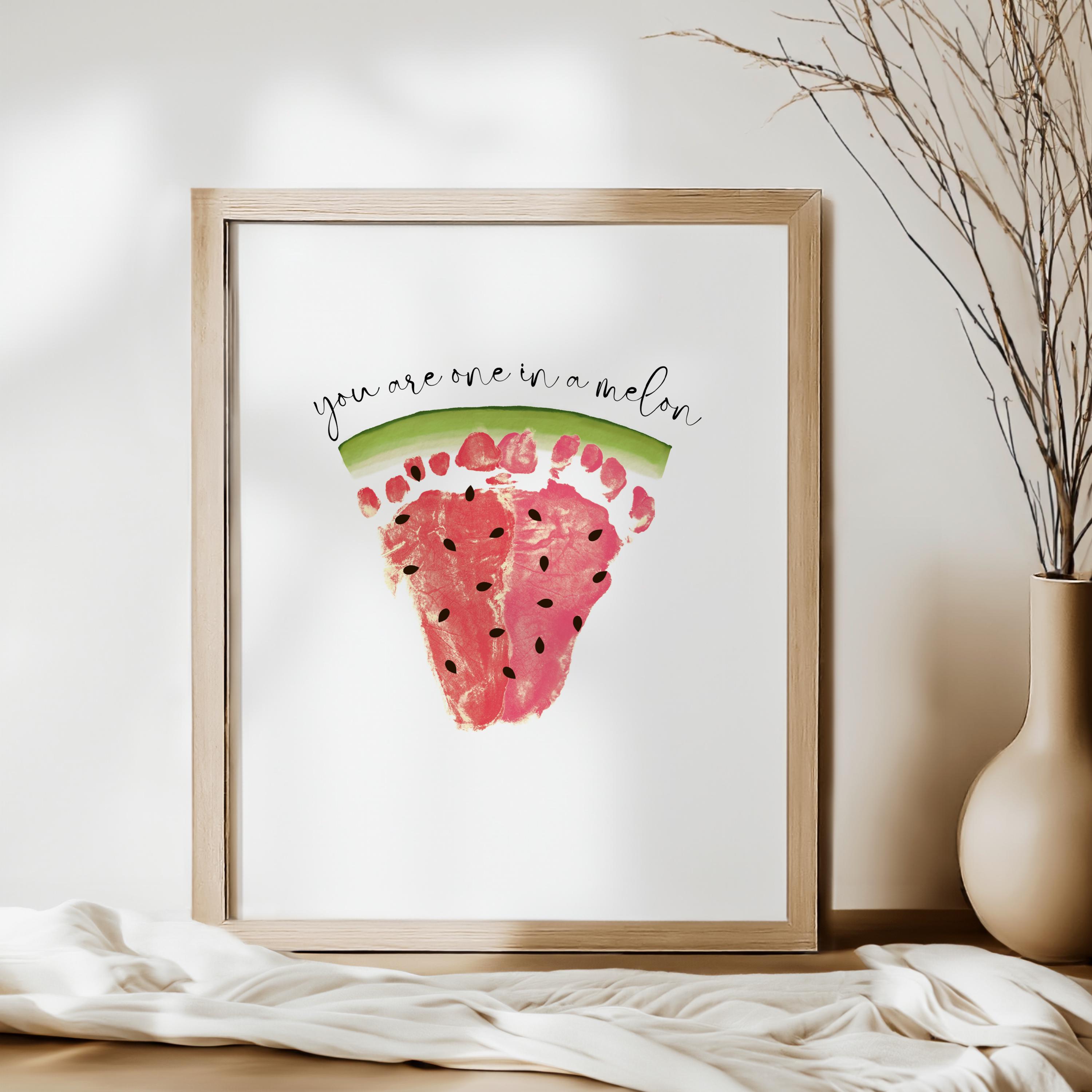 You Are One in A Melon Footprint Art Craft DIY, Summer Cantaloupe ...