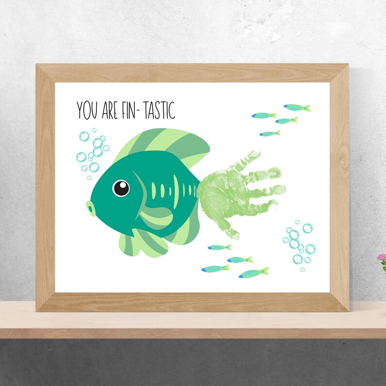 Fintastic Fish Fathers Day Footprint Art, Ocean Animal Handprint Craft ...