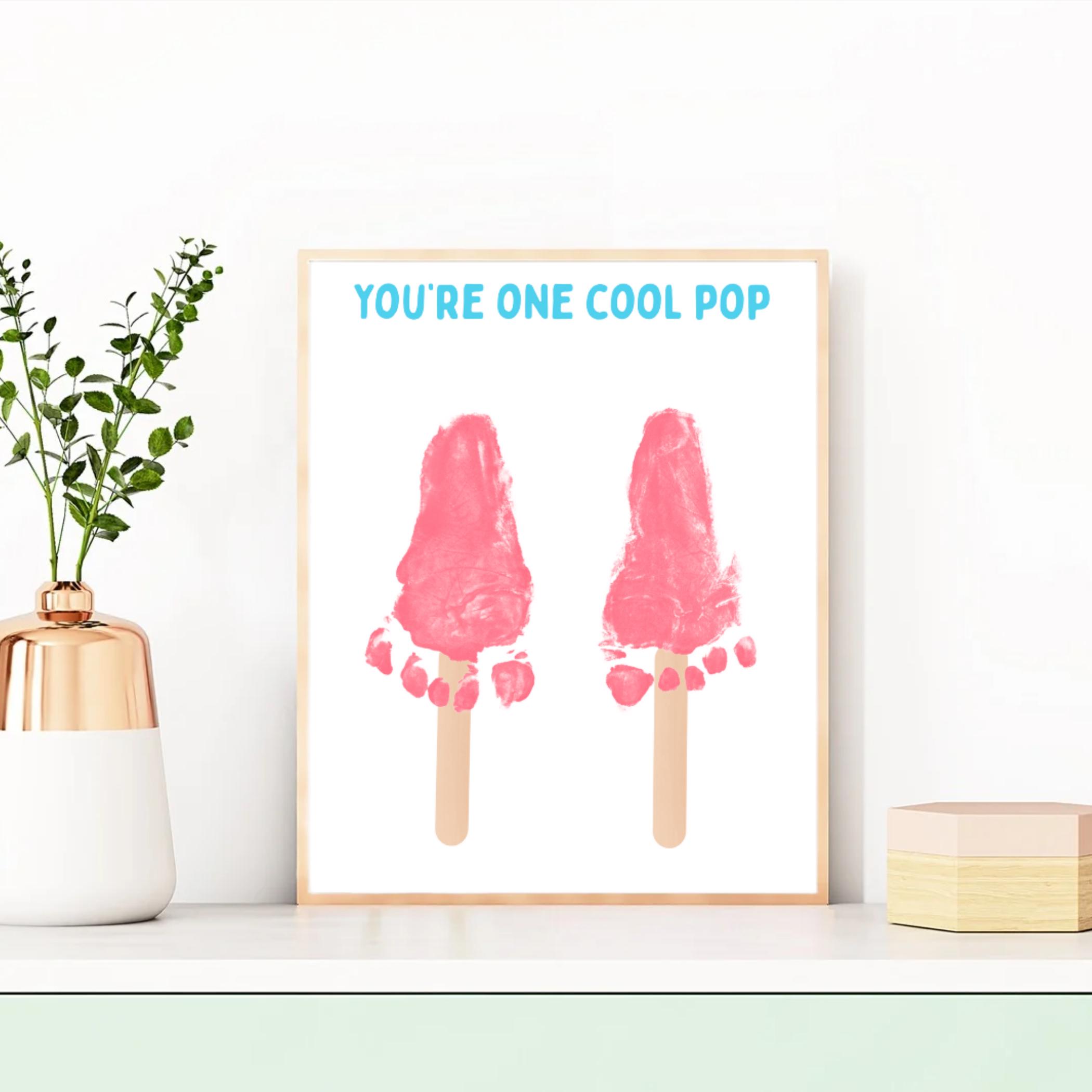 Popsicle Fathers Day Handprint Art, One Cool Pop Baby Footprint Art ...