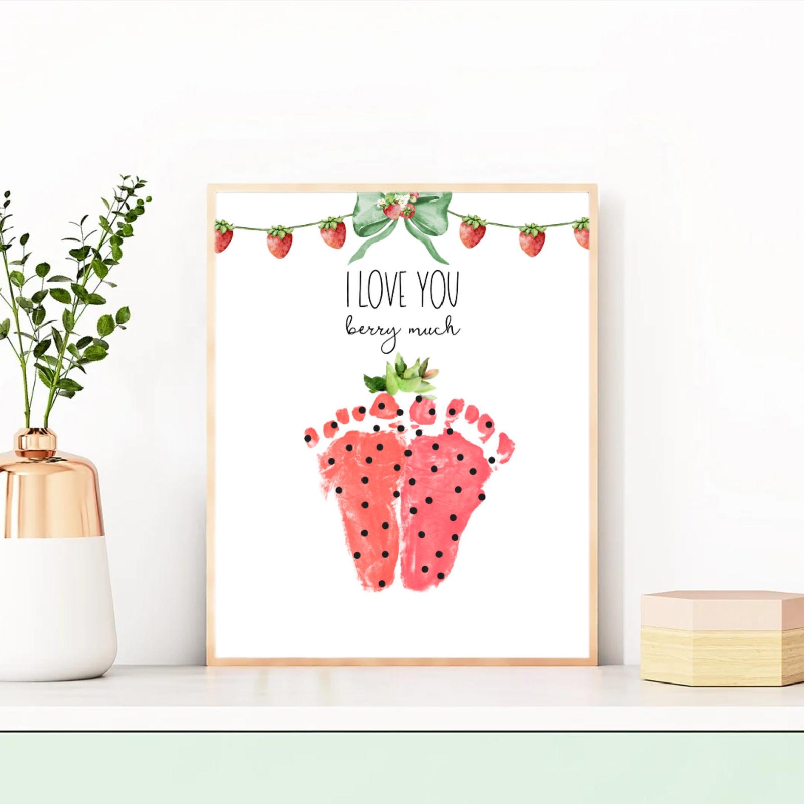 I Love You Berry Much Footprint Art Craft DIY, Mother's Day Handprint ...