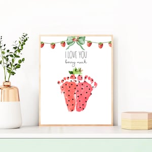 I Love You Berry Much Footprint Art Craft DIY, Mother's Day Handprint ...