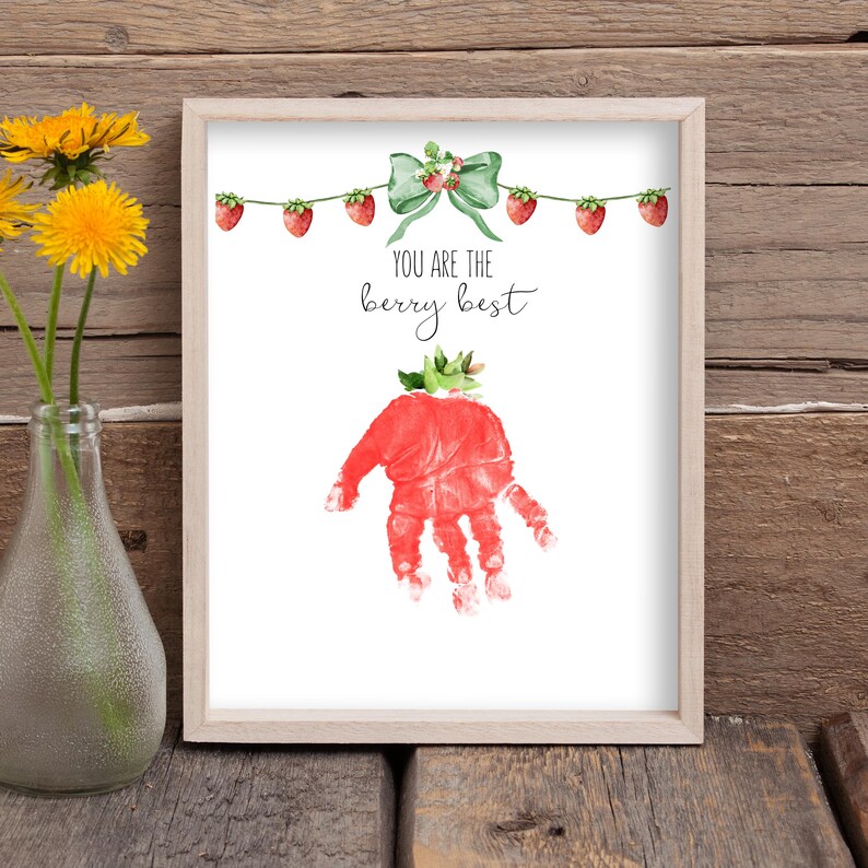 Berry Best Handprint Art Craft DIY, Strawberry Toddler Keepsake Art ...