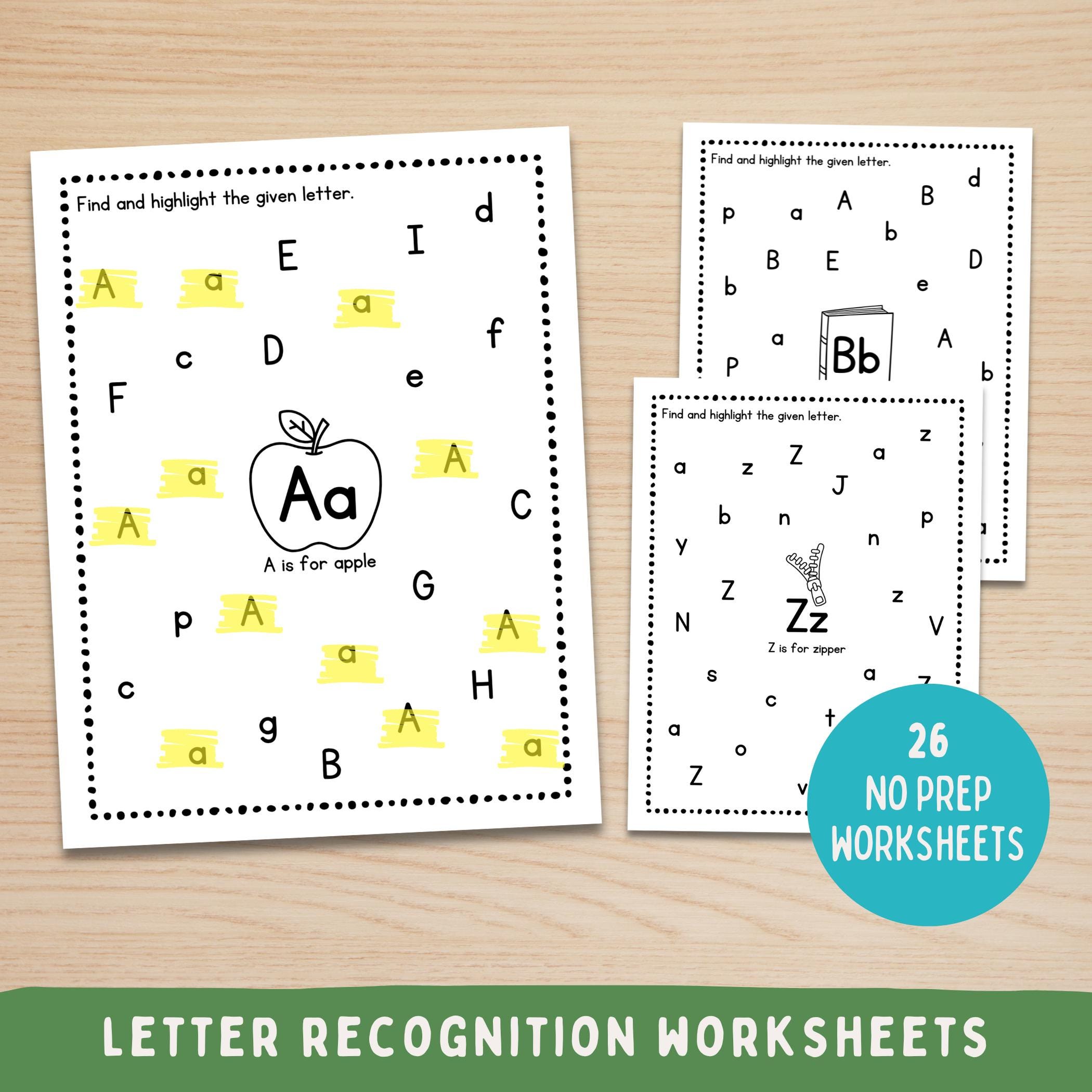 A to Z Letter Recognition Worksheets, Find the Letter of the Alphabet ...