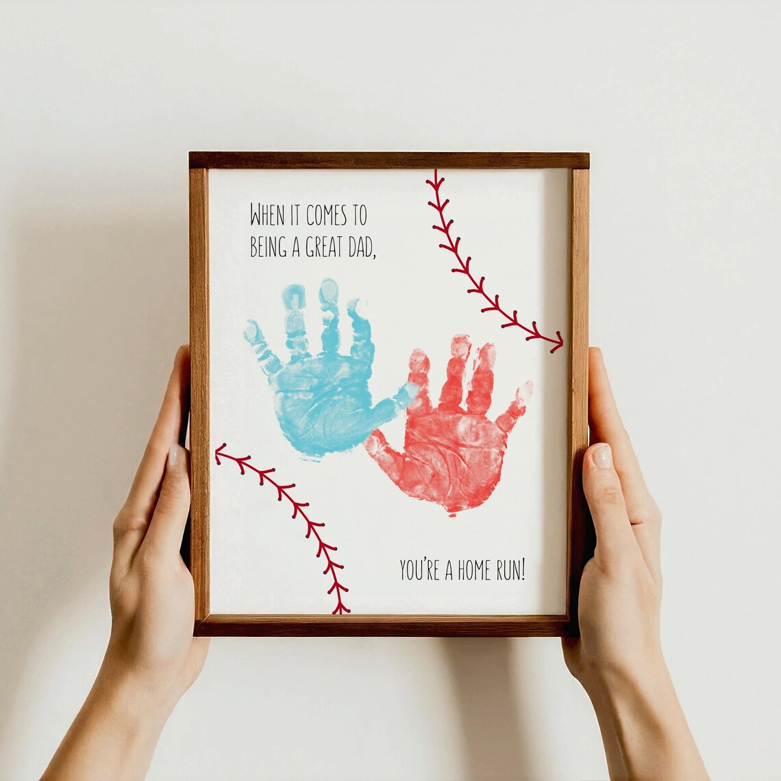 Home Run Handprint Art Craft DIY, Fathers Day Baseball Handprint Craft ...