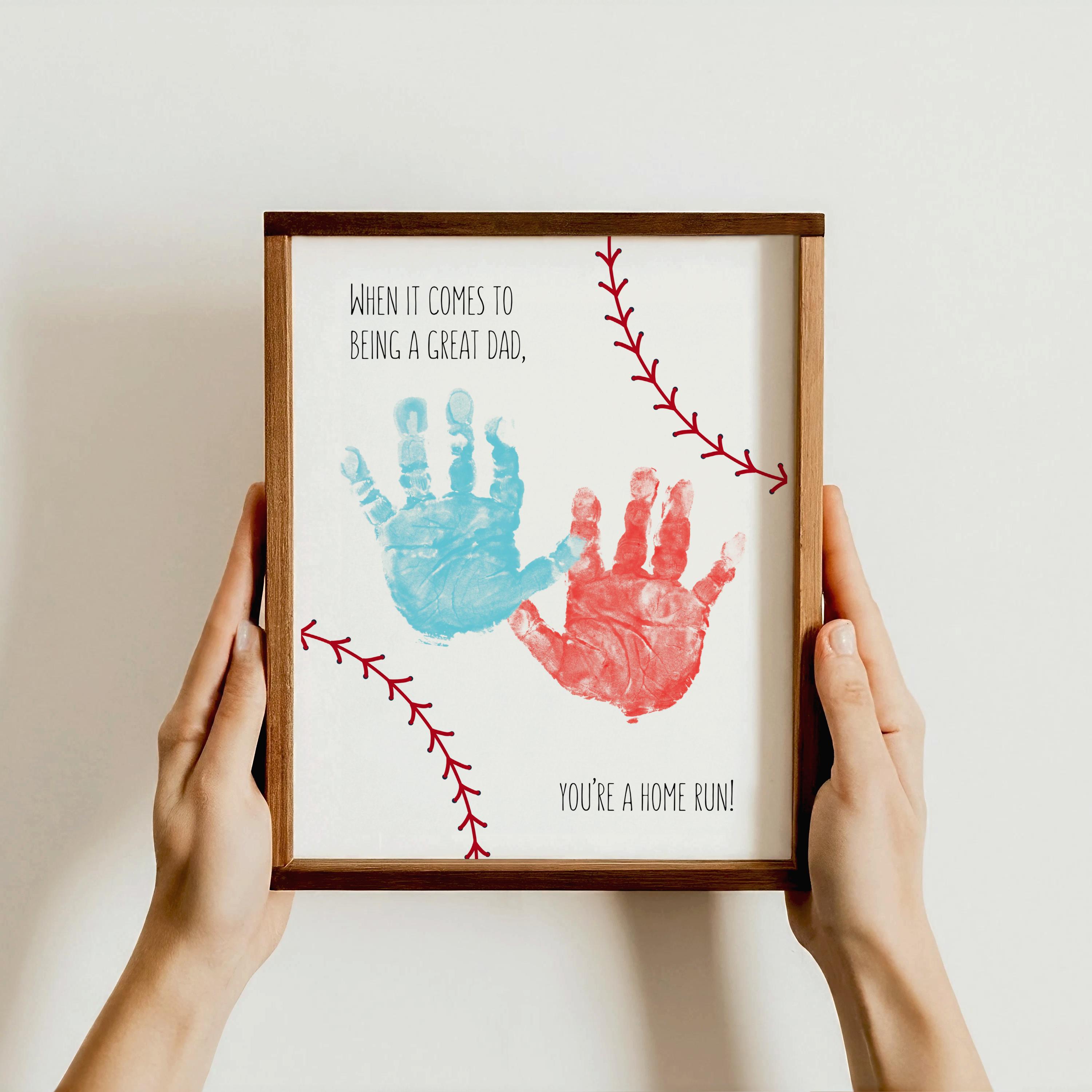 Home Run Handprint Art Craft DIY, Fathers Day Baseball Handprint Craft ...