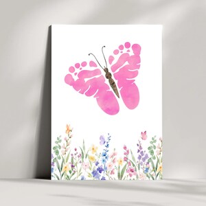 Butterfly Baby Footprint Keepsake Art, Infant Footprint Art for Spring ...