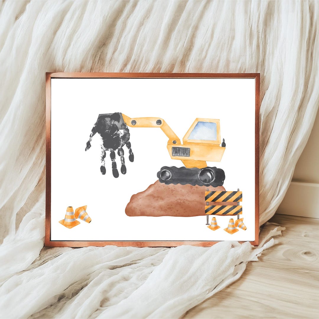 Excavator Handprint Craft, Construction Handprint Keepsake Art, Toddler ...
