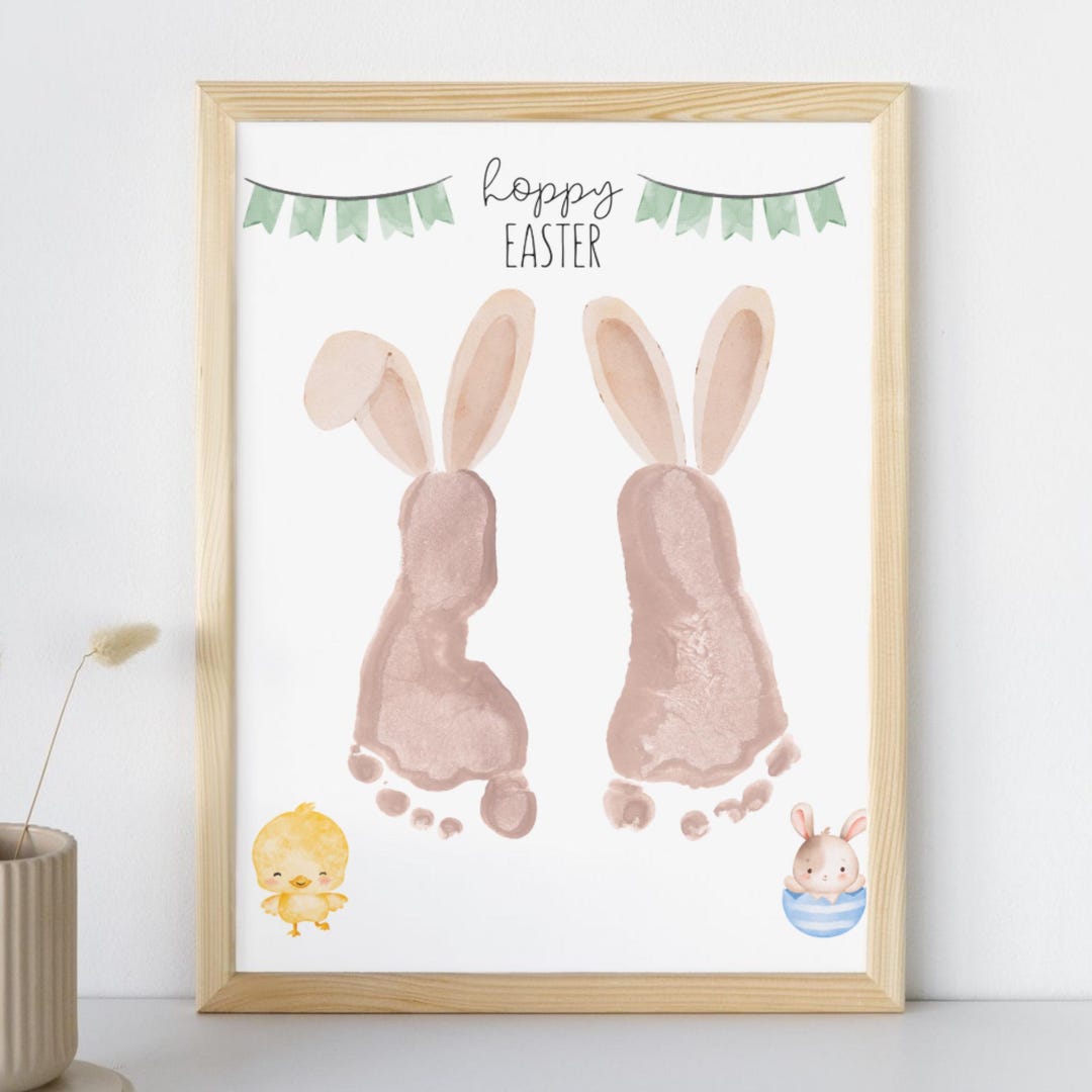 Happy Easter Footprint Craft, Bunny Ears Baby Footprint Keepsake Art ...