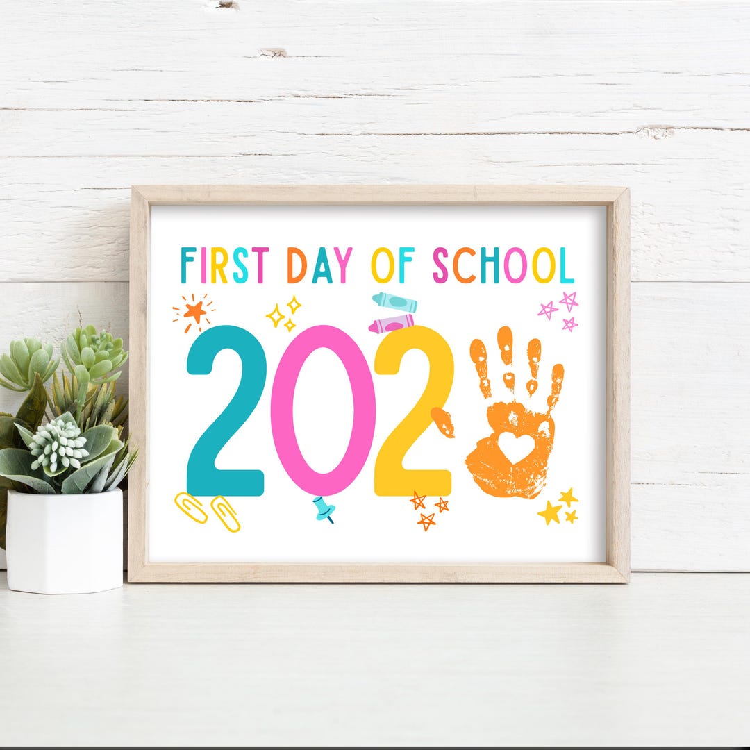 First Day of School 2025 Handprint Art Craft DIY, Preschool Pre K First ...