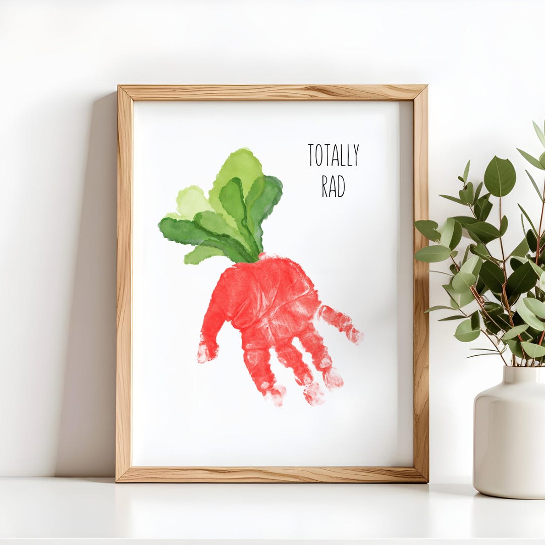 Totally Rad Handprint Art Craft DIY, Radish Handprint Craft, Pun ...