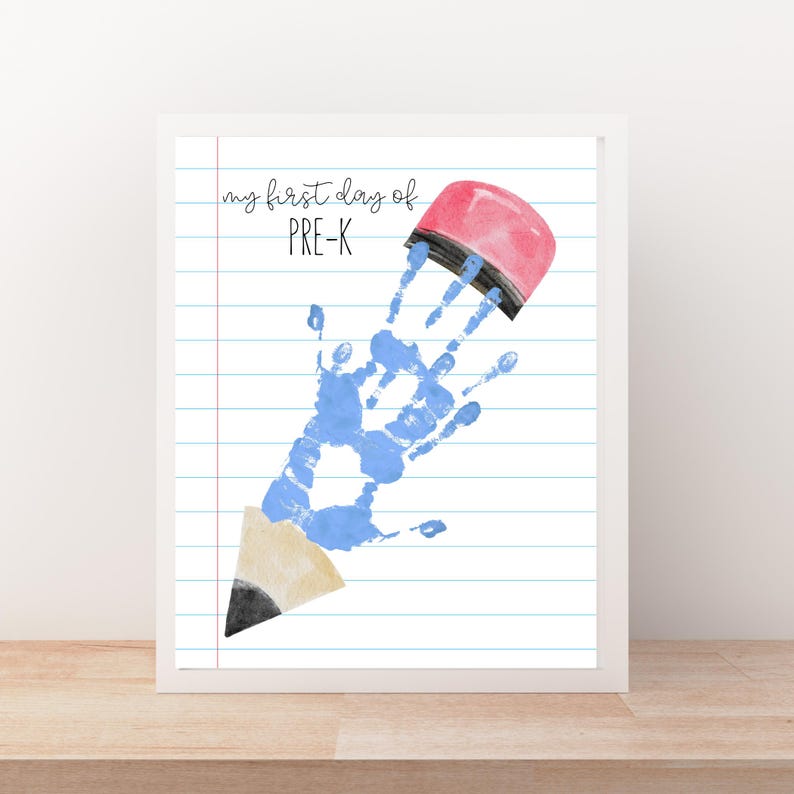 First Day of Pre K Handprint Craft, Pre-k Back to School Keepsake Art ...