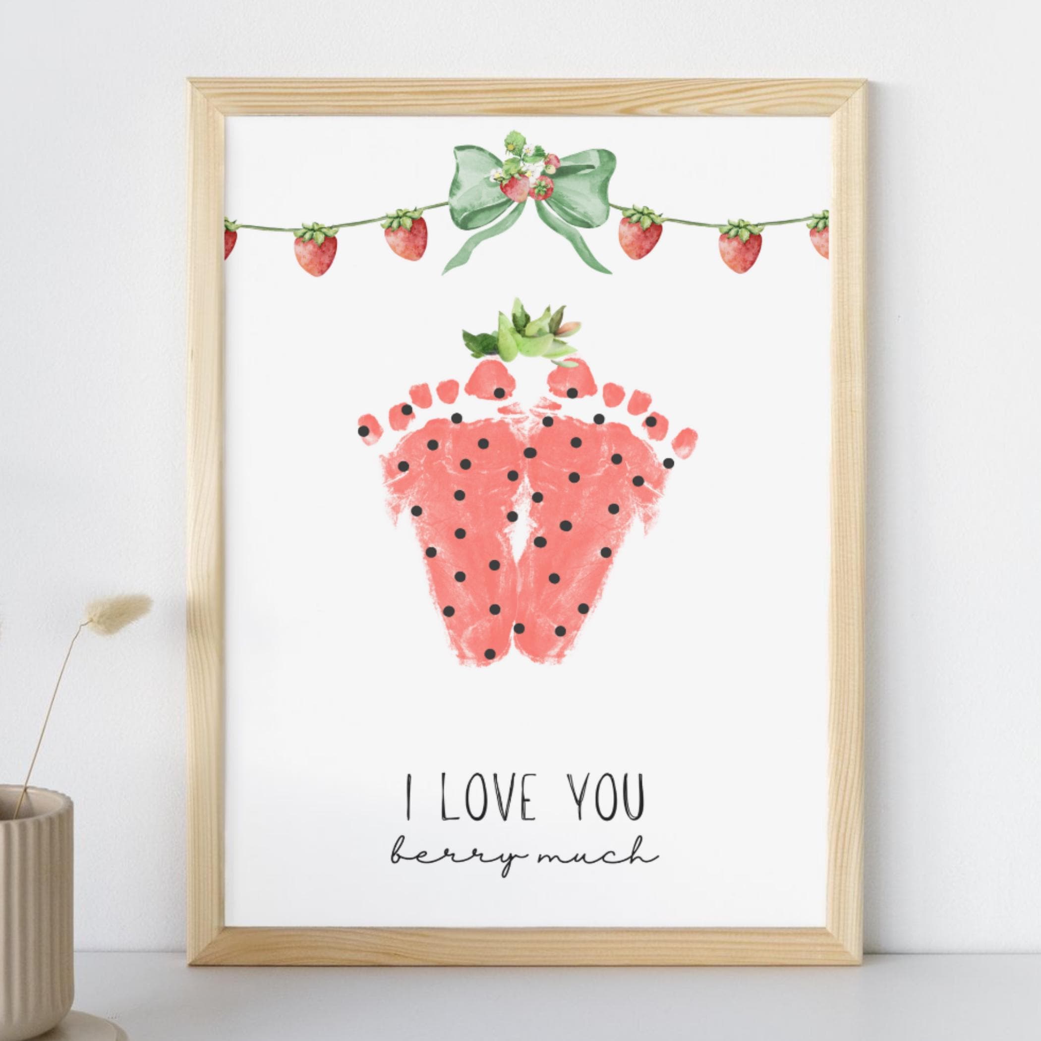 I Love You Berry Much Footprint Art Craft DIY, Mother's Day Handprint ...