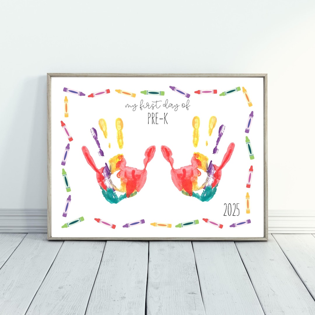 First Day of Pre K Handprint Art Craft, 2025 Pre-k Back to School ...
