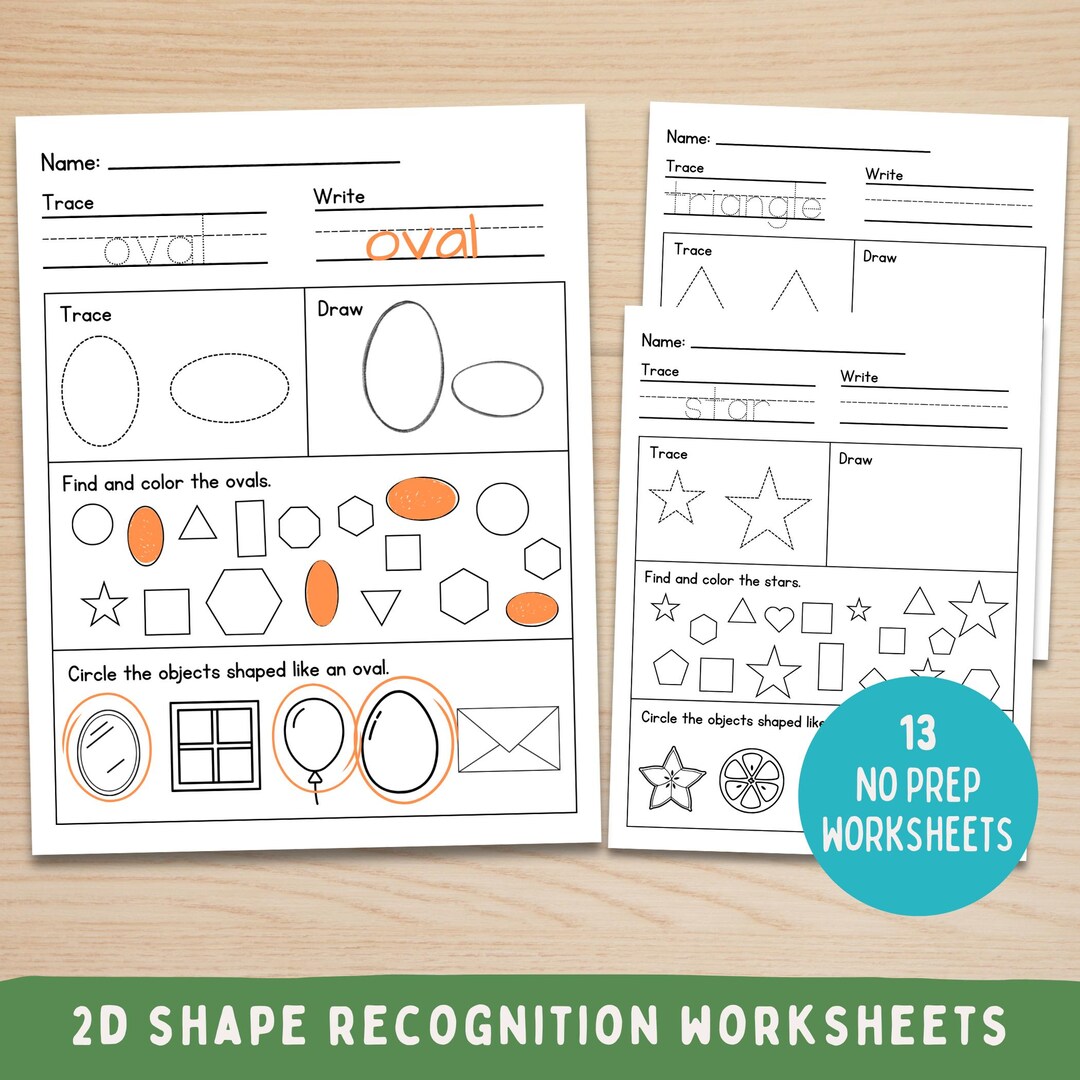 Preschool Worksheet Learn Shapes, Shape Matching Worksheet, Trace the ...