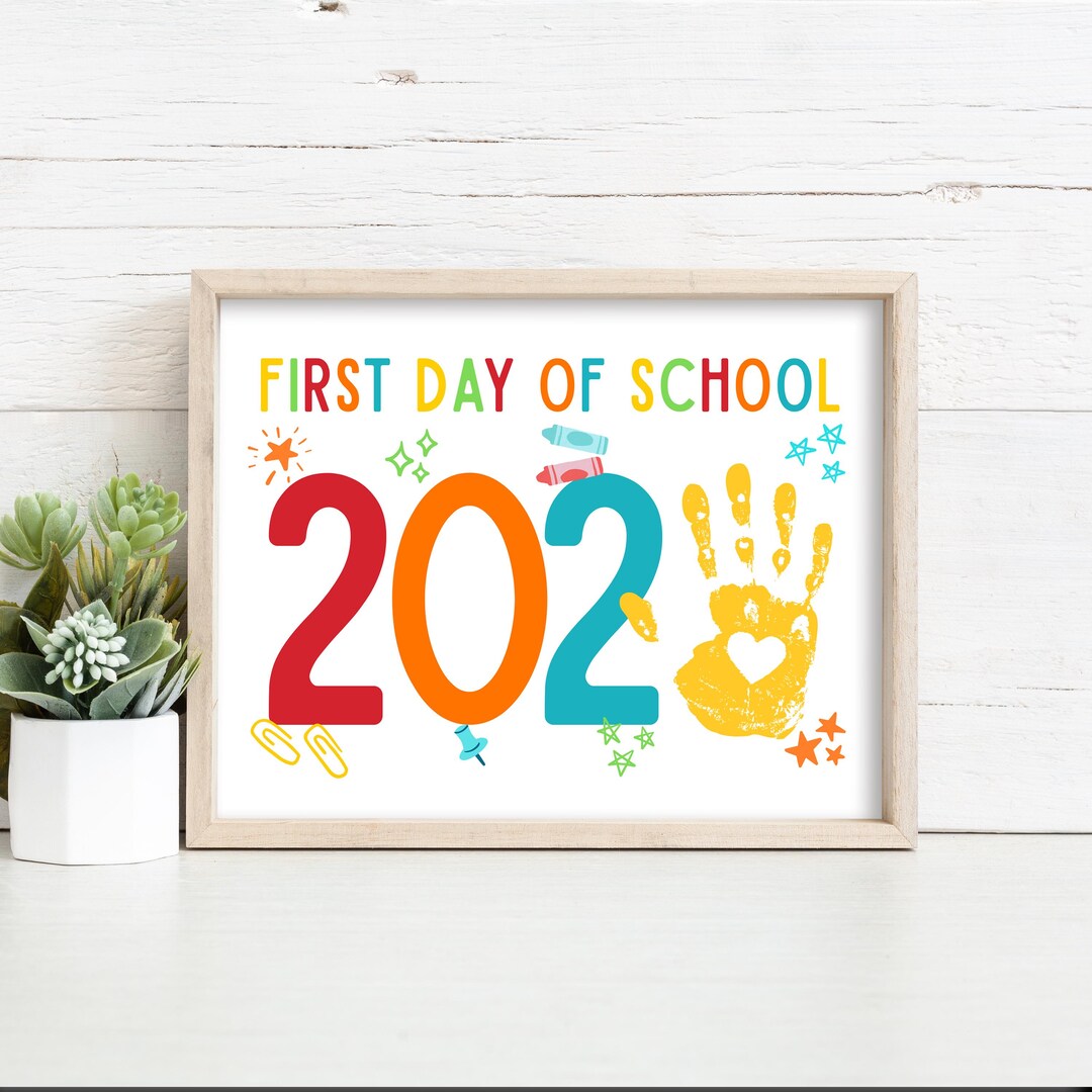 First Day of School 2025 Handprint Art Craft, Pre K Preschool First Day ...