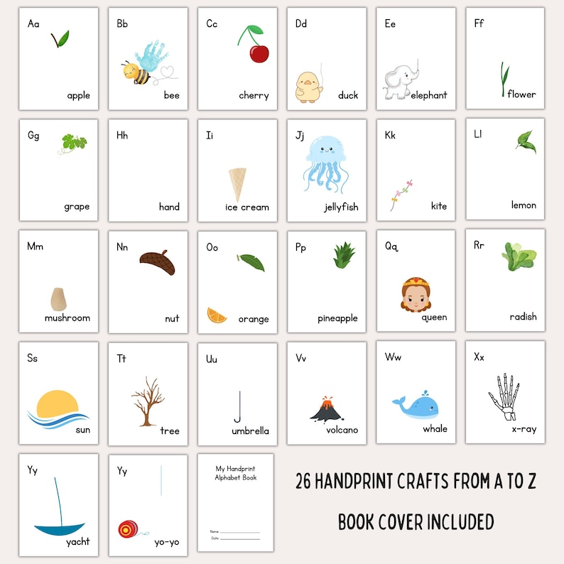 Alphabet Handprint Book, ABC Handprint Crafts DIY, Handprint Abcs Book ...