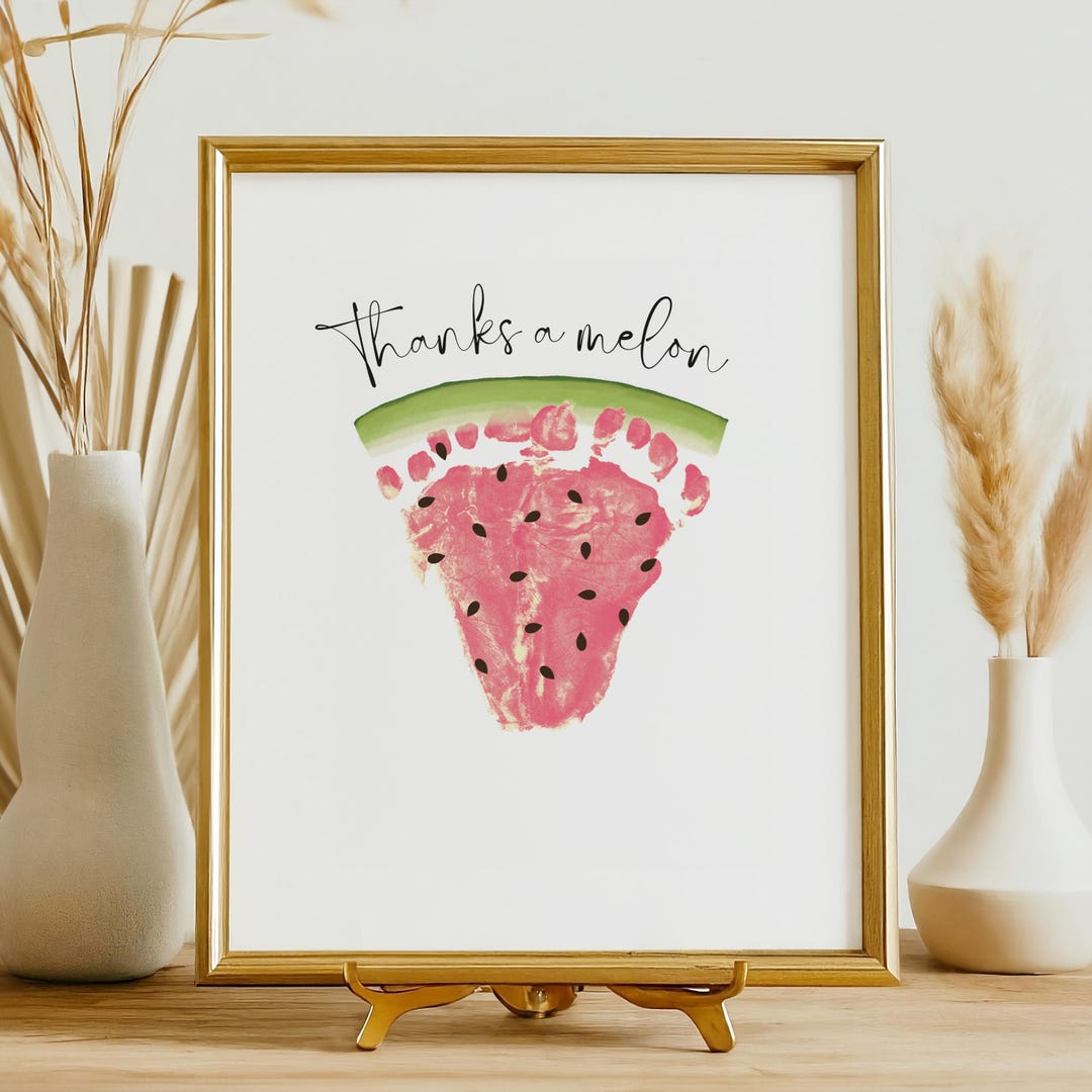 Thanks A Melon Footprint Art Craft DIY, Summer Watermelon Toddler ...