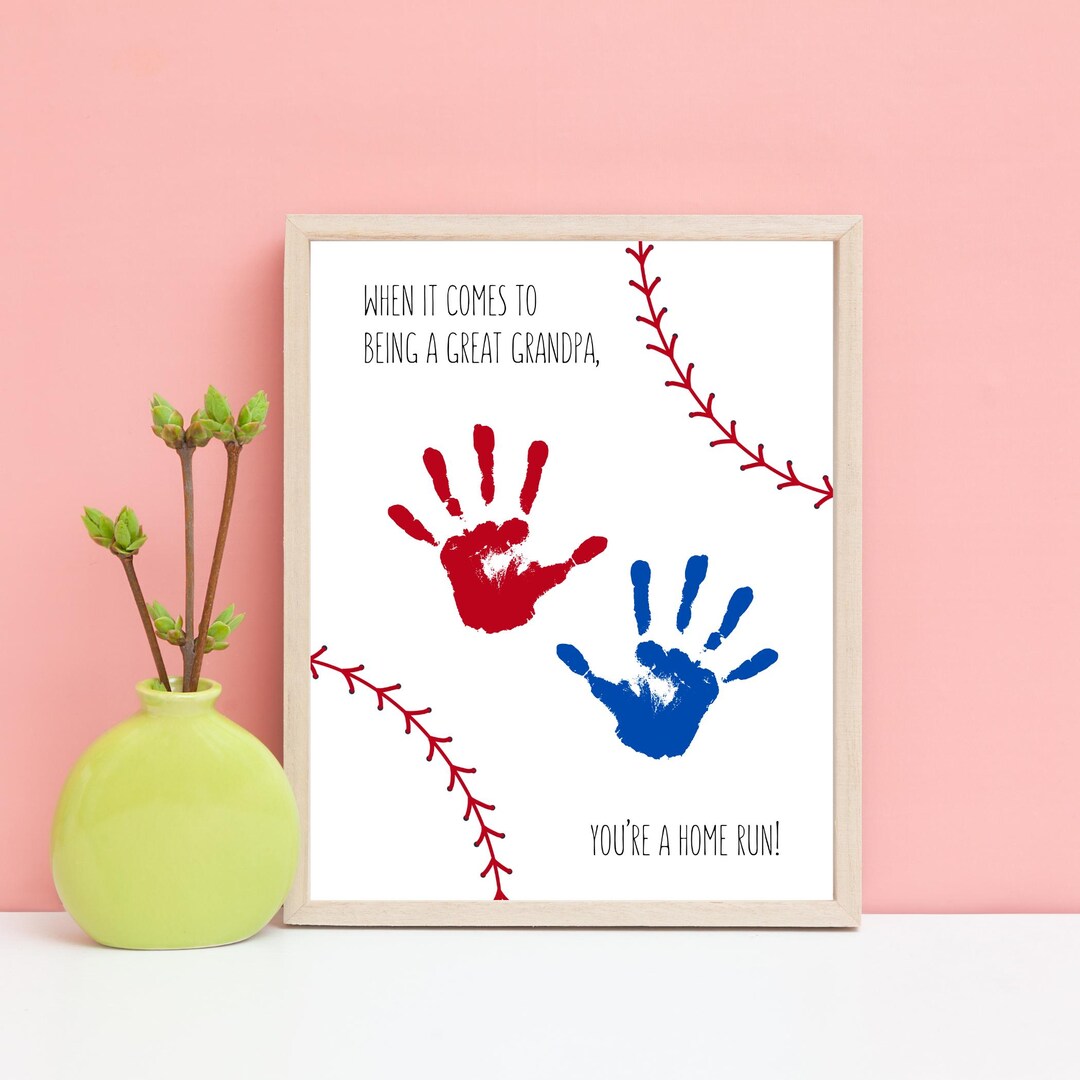 Grandpa Home Run Handprint Art Craft DIY, Fathers Day Baseball ...