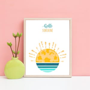Hello Sunshine Handprint Craft DIY, Summer Pre K Fingerprint Art ...