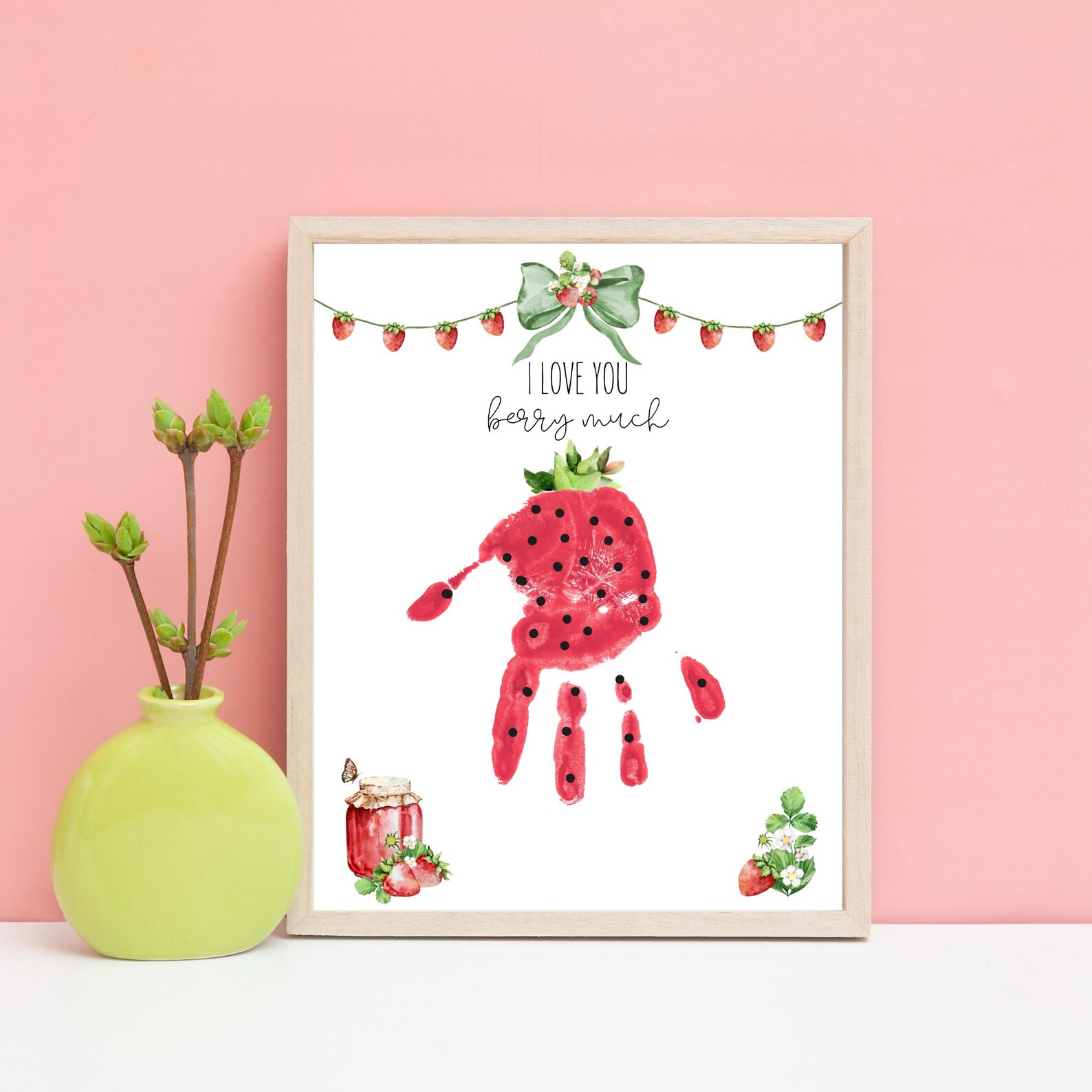 I Love You Berry Much Footprint Craft DIY, Strawberry Valentine's Day ...
