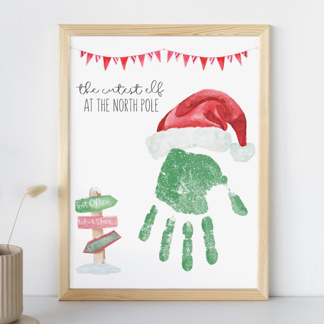 Cutest Elf Handprint Craft, North Pole Elf Hat Preschool Toddler ...