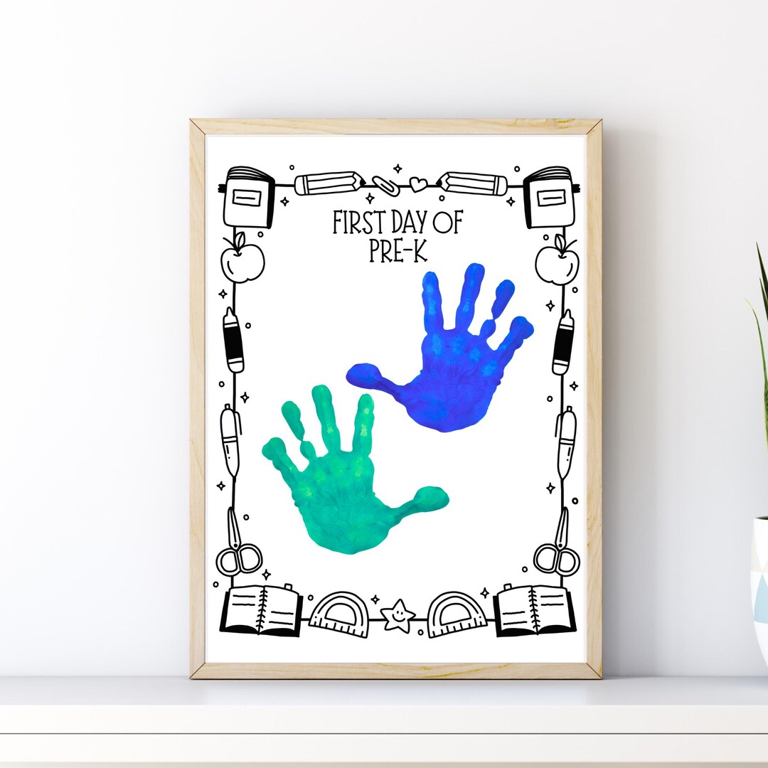First Day of Pre-k Handprint Craft, Fun Back to School Handprint Craft ...
