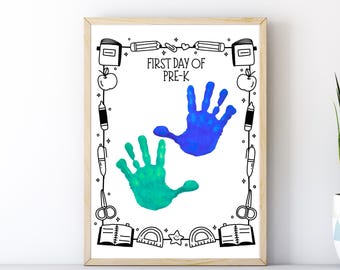 First Day of Pre-k Handprint Art: Back to School Keepsake (printable ...