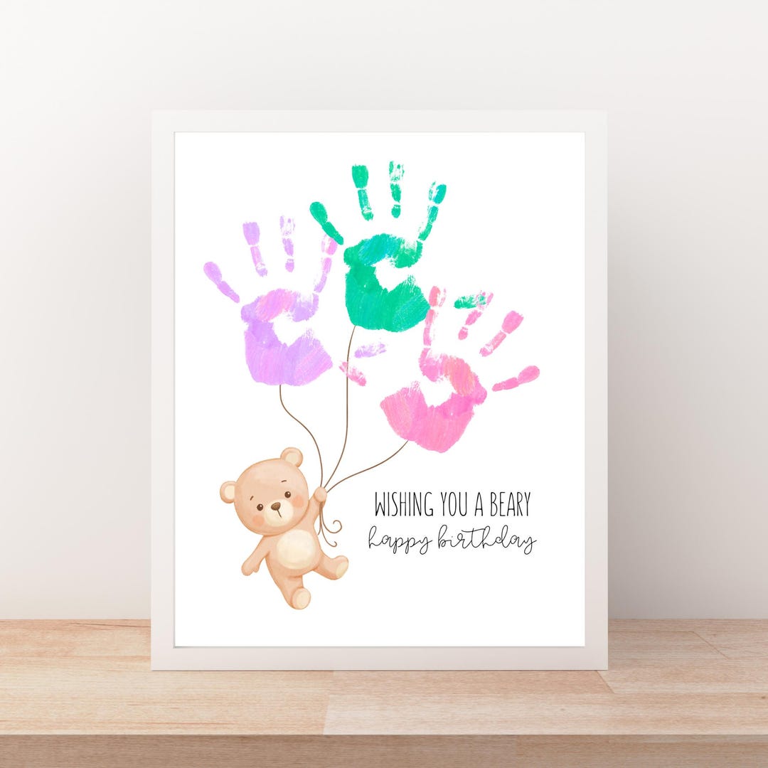 Beary Happy Birthday Handprint Craft DIY, Bear Handprint Craft ...