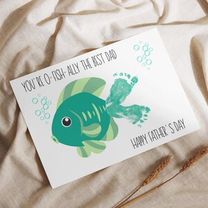 Fish Fathers Day Footprint Art, Ocean Animal Handprint Craft DIY ...