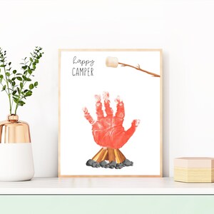 Happy Camper Handprint Art, S'more Campfire Art Craft DIY, Father's Day ...