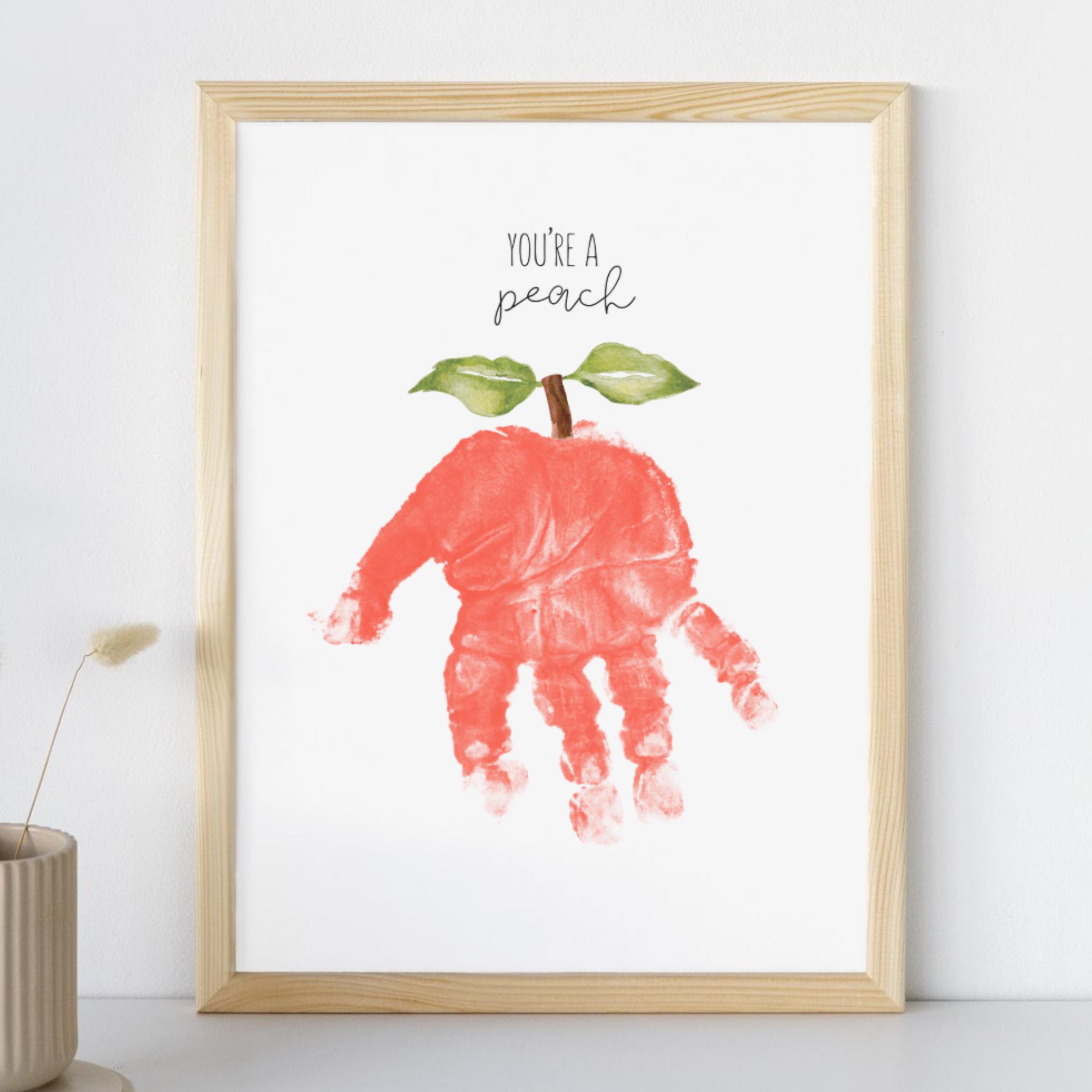 You're A Peach Handprint Keepsake Art, Summer Peach Handprint Art Craft ...