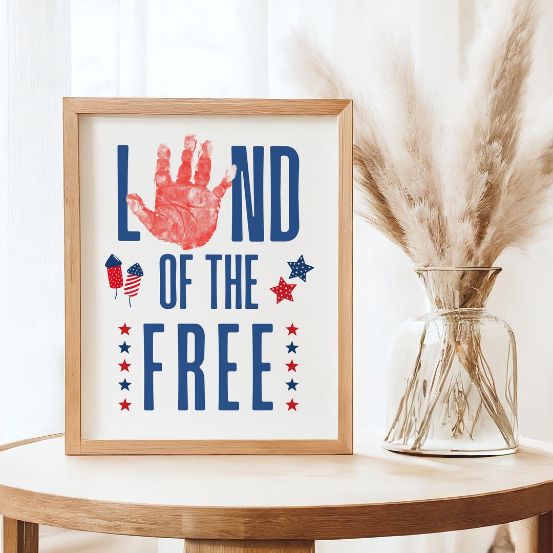 Land of the Free Handprint Art Craft, Patriotic Memorial Day Toddler ...