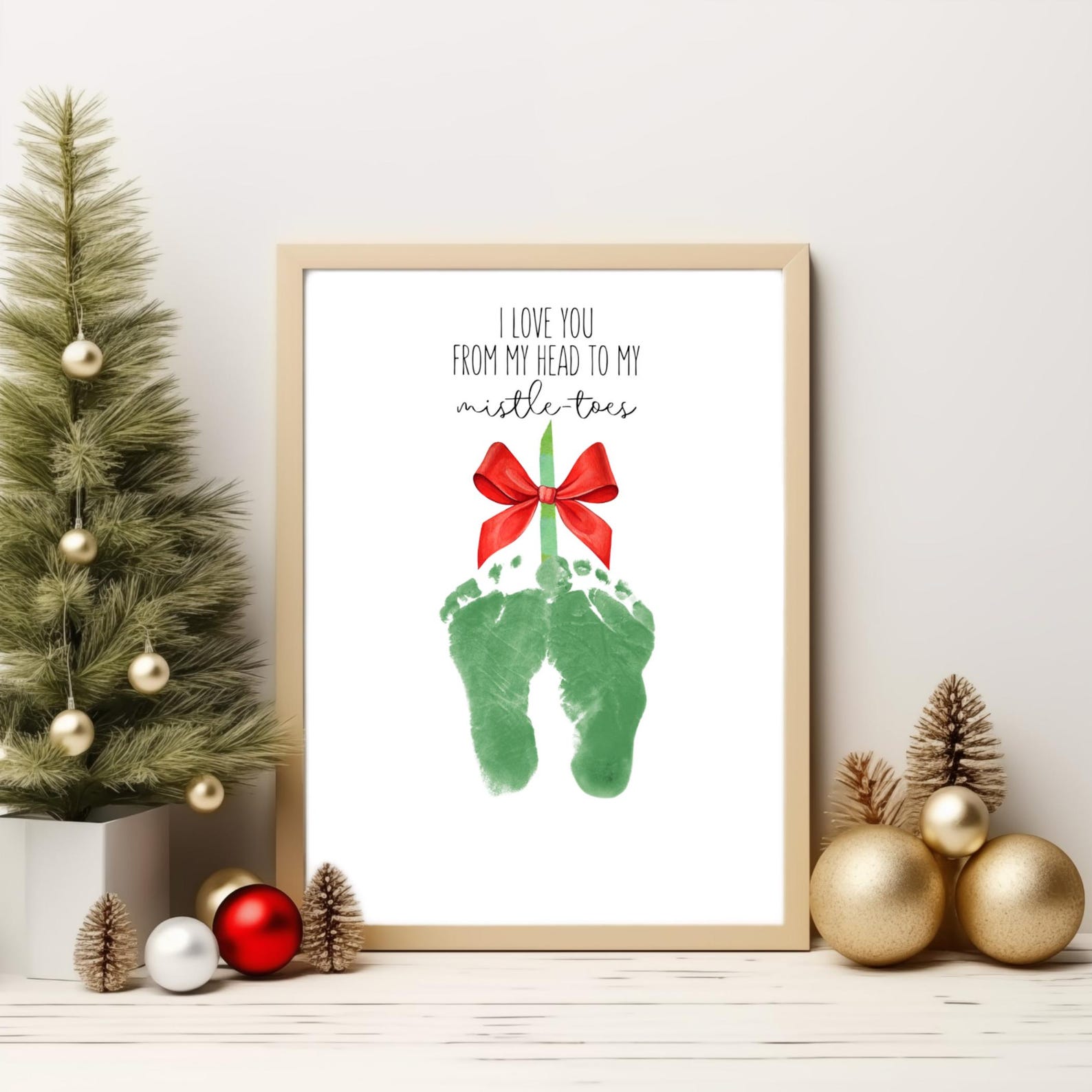 Mistletoe Footprint Craft DIY, Christmas Preschool Toddler Footprint ...