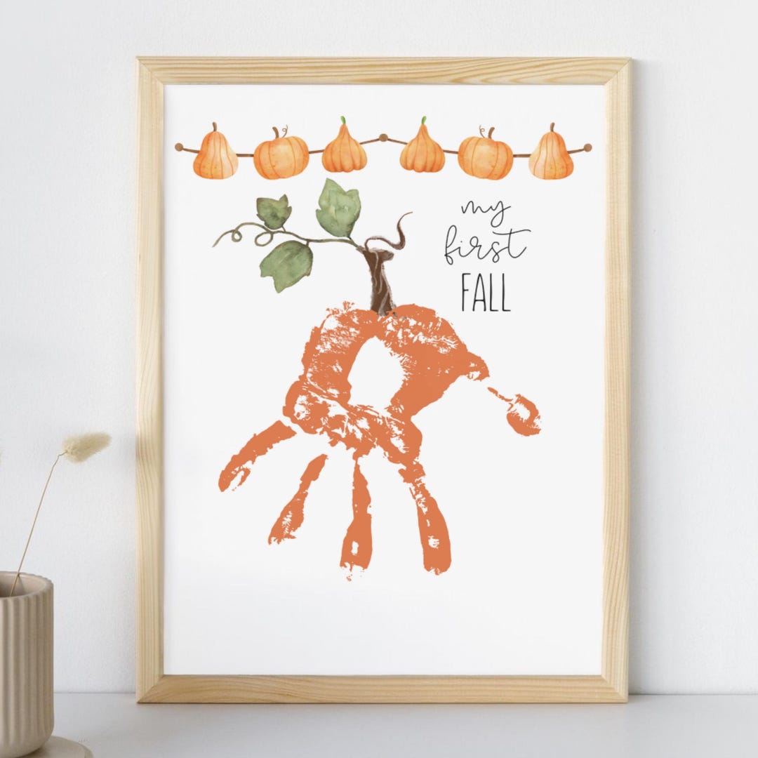 My First Fall Handprint Art Craft DIY, Autumn Pumpkin Footprint Craft ...