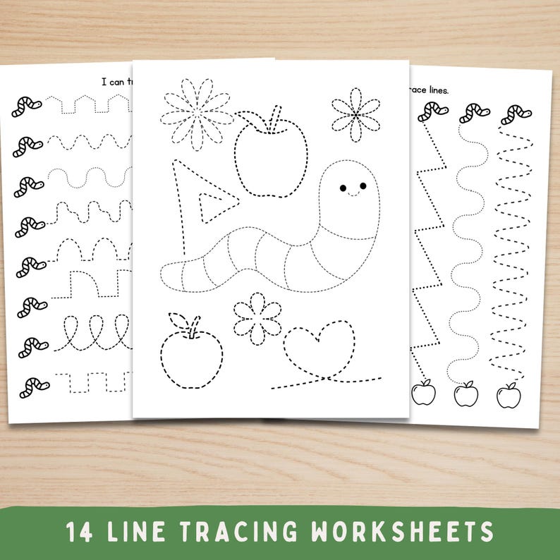Apple Line Tracing Worksheet Bundle, Preschool Fine Motor Skills ...