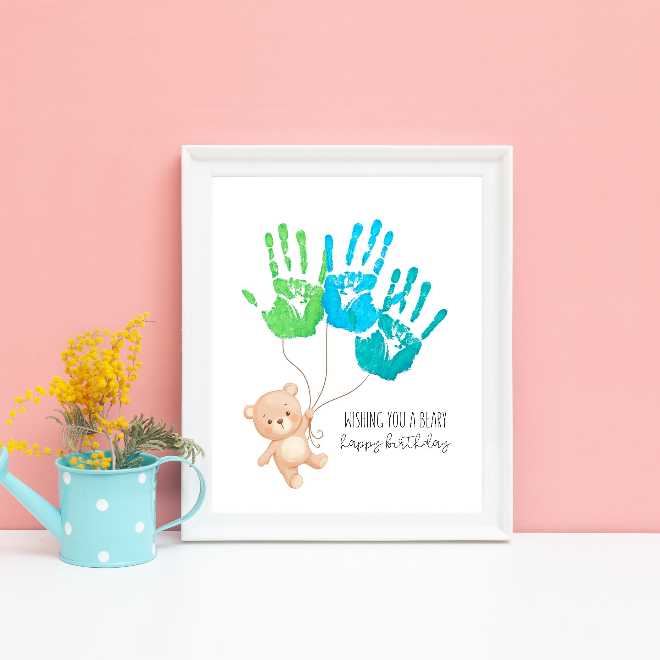 Beary Happy Birthday Handprint Craft DIY, Bear Handprint Craft ...